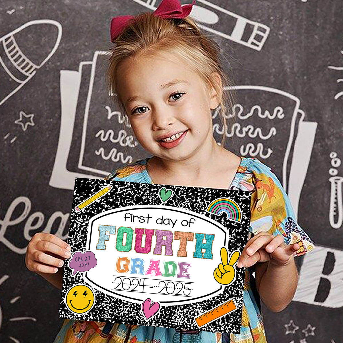 First Day of School Composition Notebook Sign, Last Day of School, ANY ...