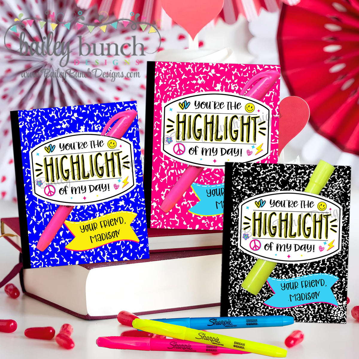 Highlighter Valentine Gift Card Valentines IDVDAYHIGHLIGHT0520 – Bailey ...