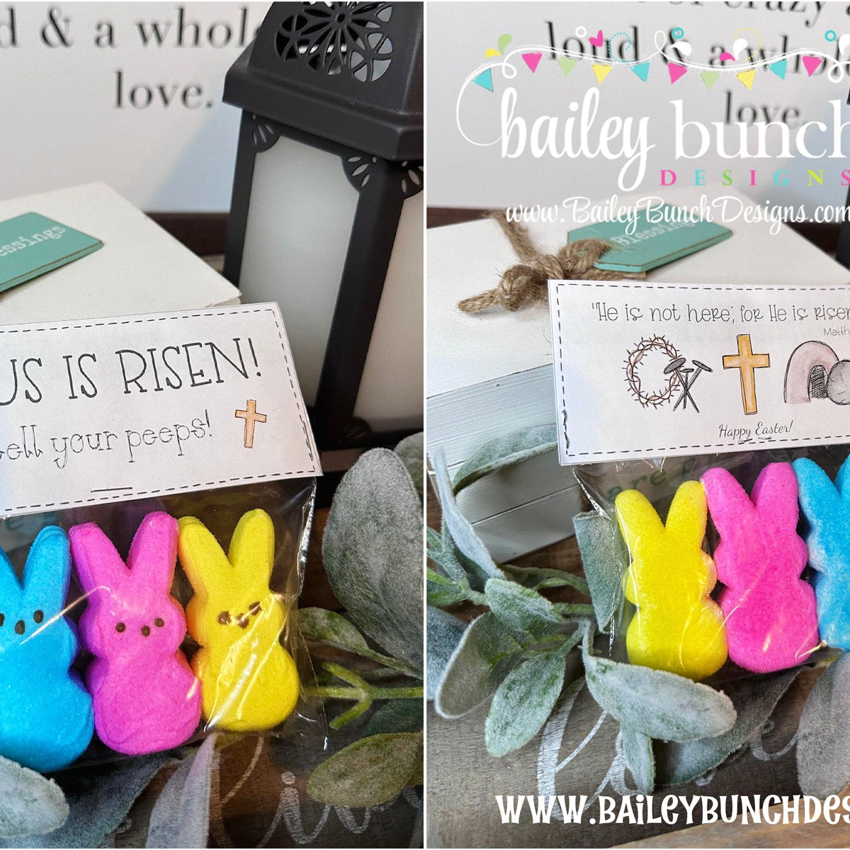 Easter He is Risen Tell Your Peeps Easter Treat Bag Toppers IDJESUSPEE ...