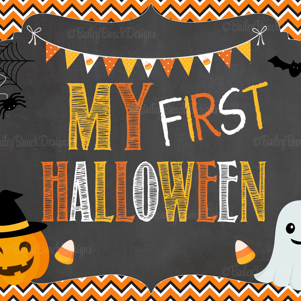 Baby's 1st Halloween Chalkboard Sign - INSTANT DOWNLOAD ID1STHALLCHALK ...