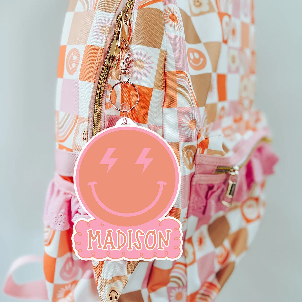 Smiley Face Backpack Name Tag Charms TAGSMILEPP520 – Bailey Bunch Designs