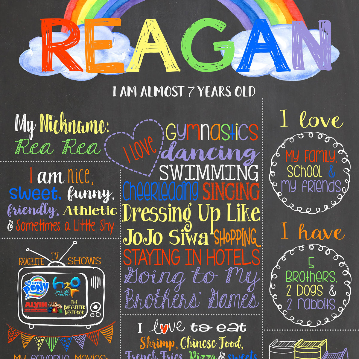 Rainbow All About Me Chalkboard, Star Student Chalkboard, STARSTUDENTC ...