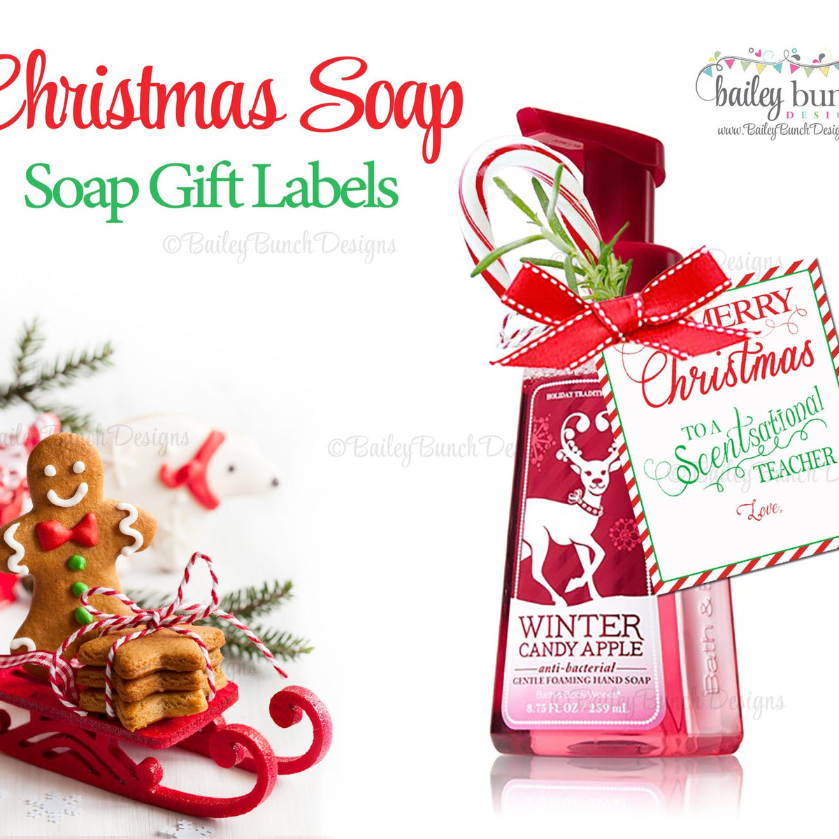 Soap Gift Labels, Teacher Christmas Gift IDSOAP0520 – Bailey Bunch Designs