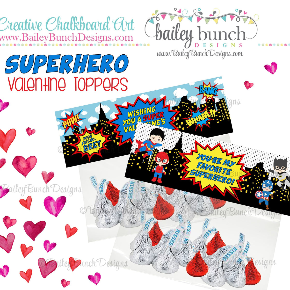 Superheros Valentine Bag Toppers, Boy Superhero Valentines VDAYHERO052 ...