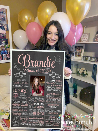 Graduation Sign Editable Canva Template, Grad PHOTO Chalkboard, Class ...