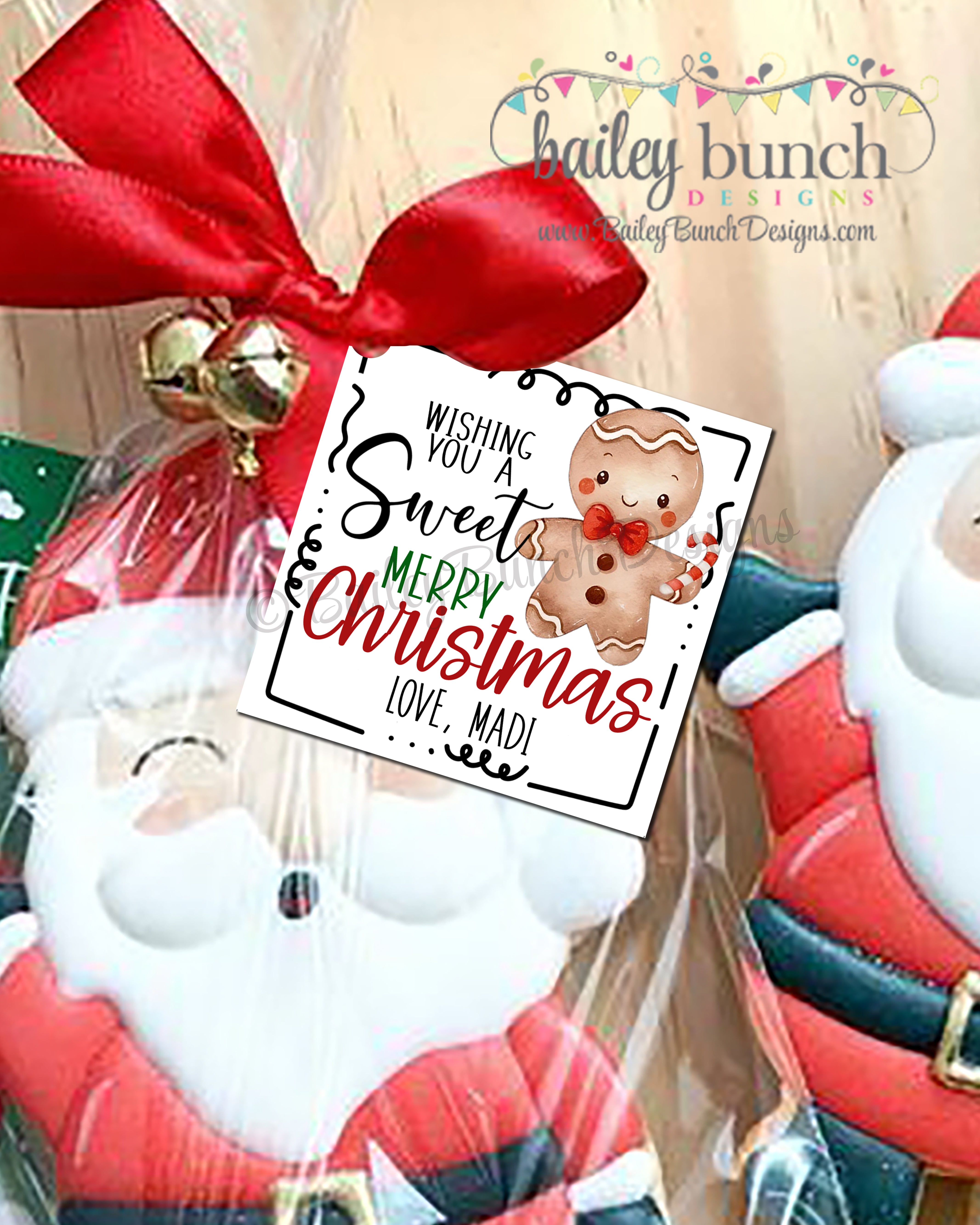 Wishing you a Sweet Merry Christmas Gift Cookie Treat Tags - Instant D ...