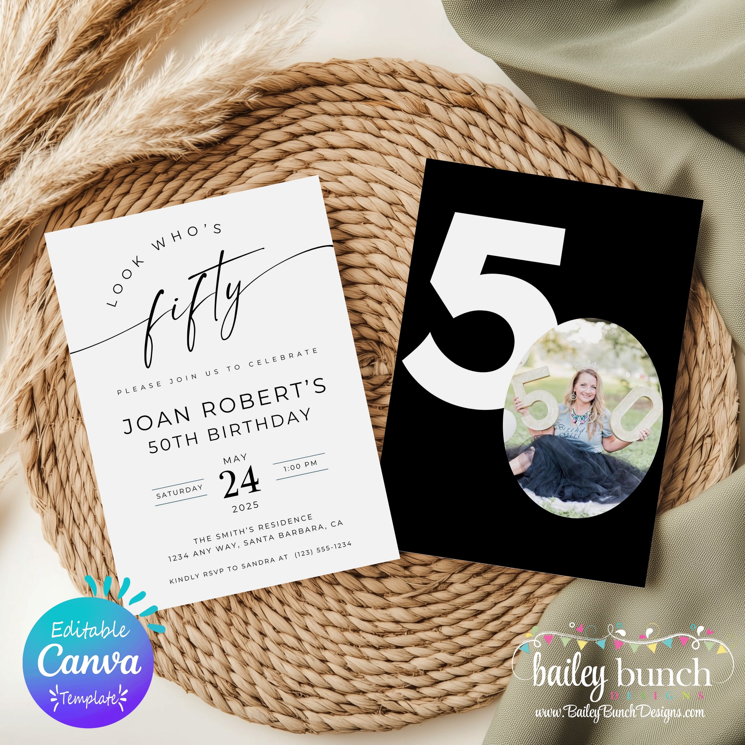 50th Birthday Invite Template BDAY50TEMP05 – Bailey Bunch Designs