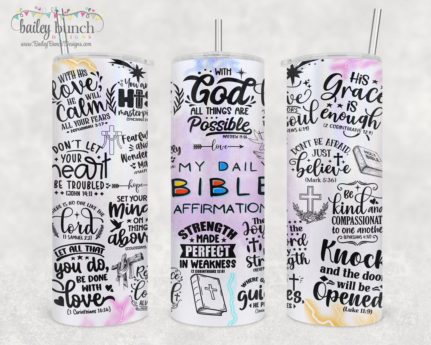 Bible Scripture Shimmer Glitter Tumbler TUMBBIBLE0520 – Bailey Bunch ...