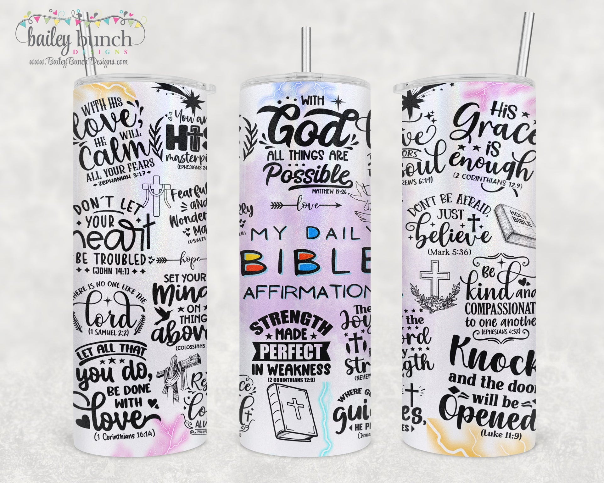 Bible Scripture Shimmer Glitter Tumbler TUMBBIBLE0520 – Bailey Bunch ...