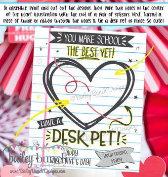 Desk Pet Kids Valentine Printable IDVDAYDESKPET0520 – Bailey Bunch Designs