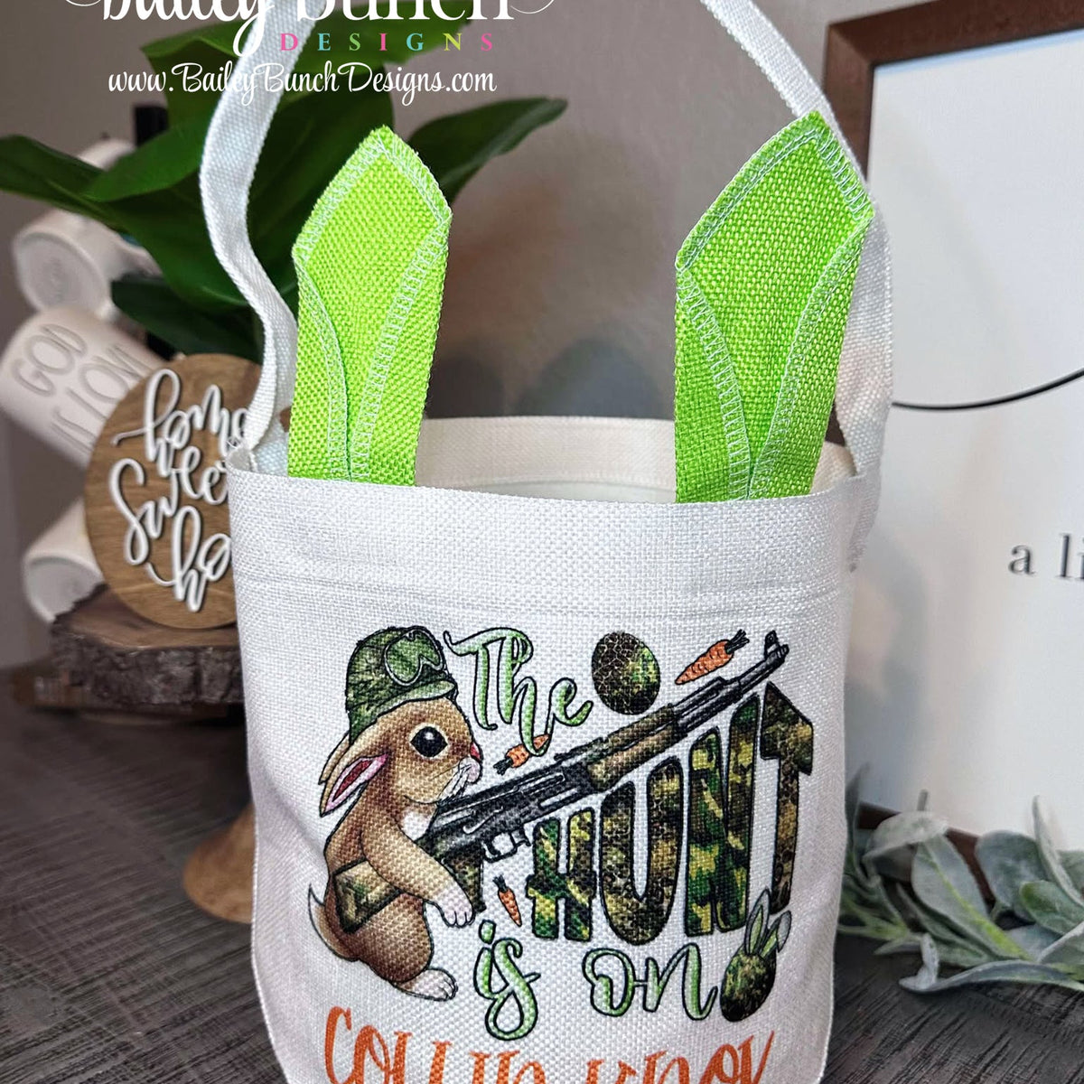 CAMO The Hunt is on Easter Bunny Basket Personalized BASKETHUNT0520 ...
