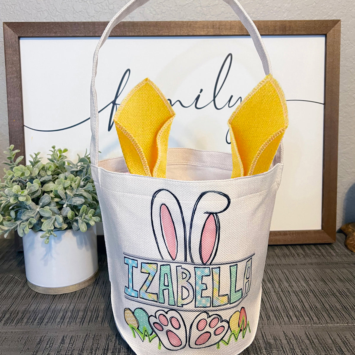 Easter Basket Bunny Ears Basket Personalized BASKETA0520 – Bailey Bunch ...