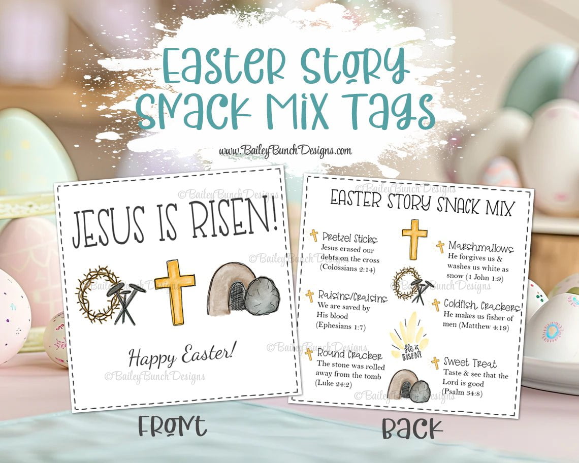 Easter Story Snack Mix Gift Tag Printable INSTANT DOWNLOAD IDEASTERSTO ...
