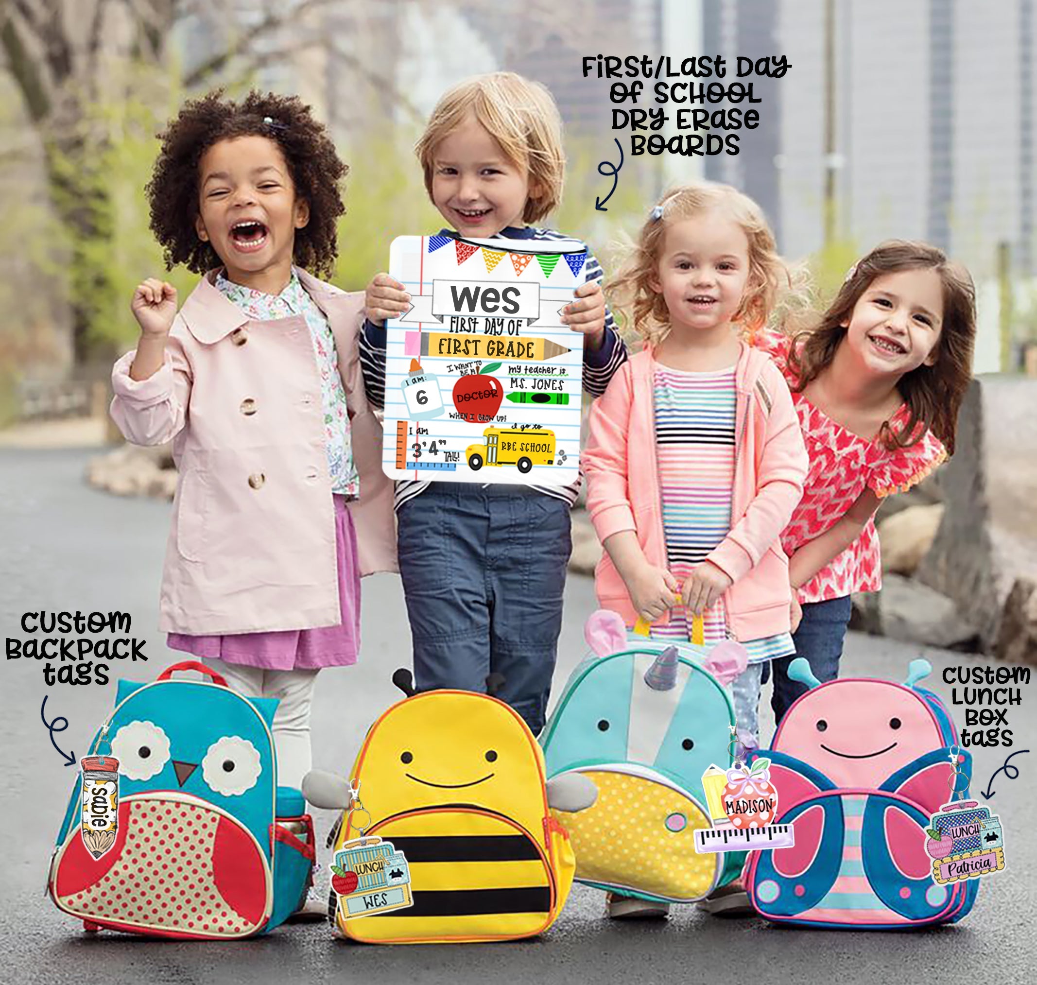 School Lunchbox Name Tags TAGPINK0520 - Bailey Bunch Designs