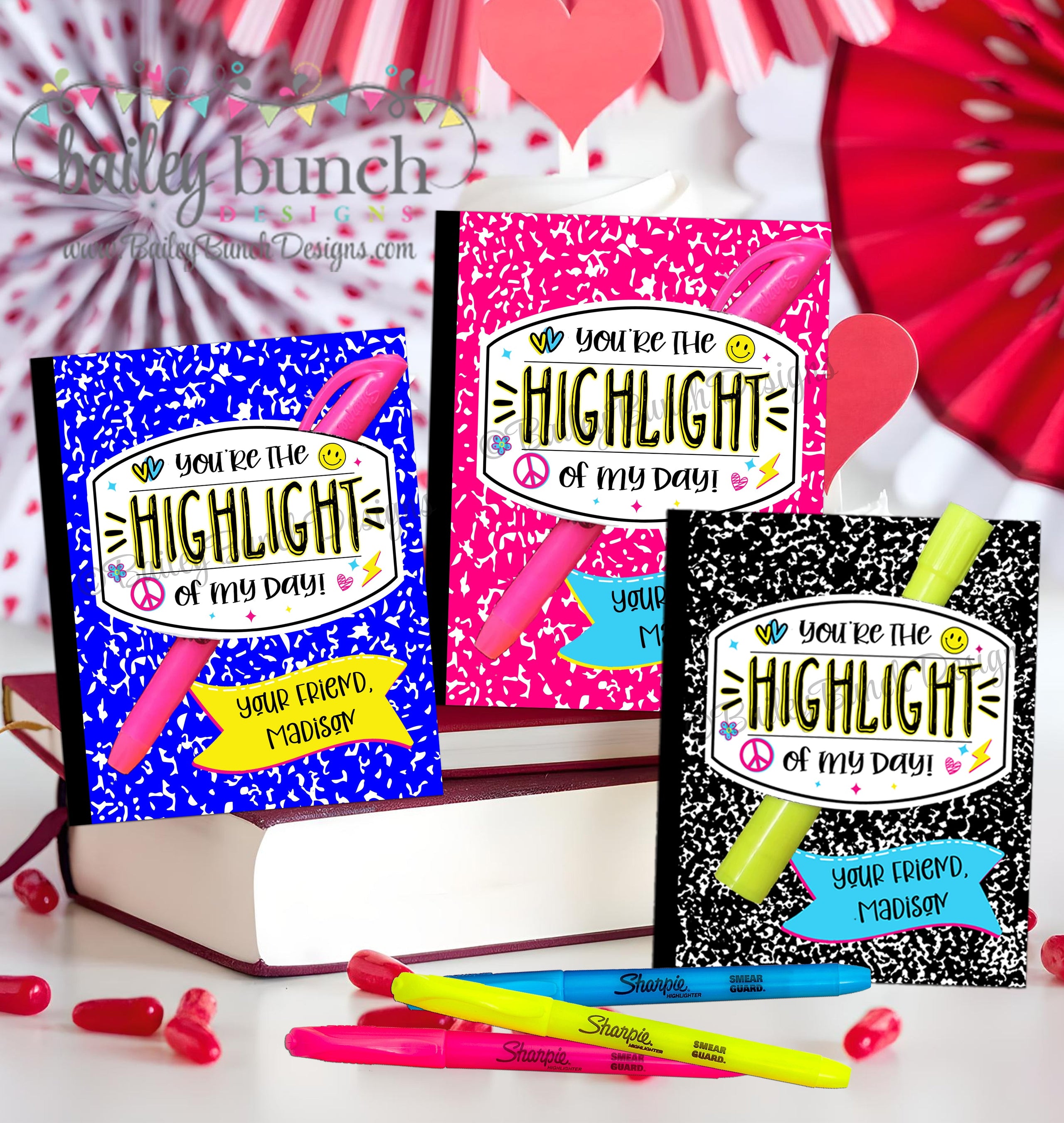 Highlighter Valentine Gift Card Valentines IDVDAYHIGHLIGHT0520 – Bailey ...