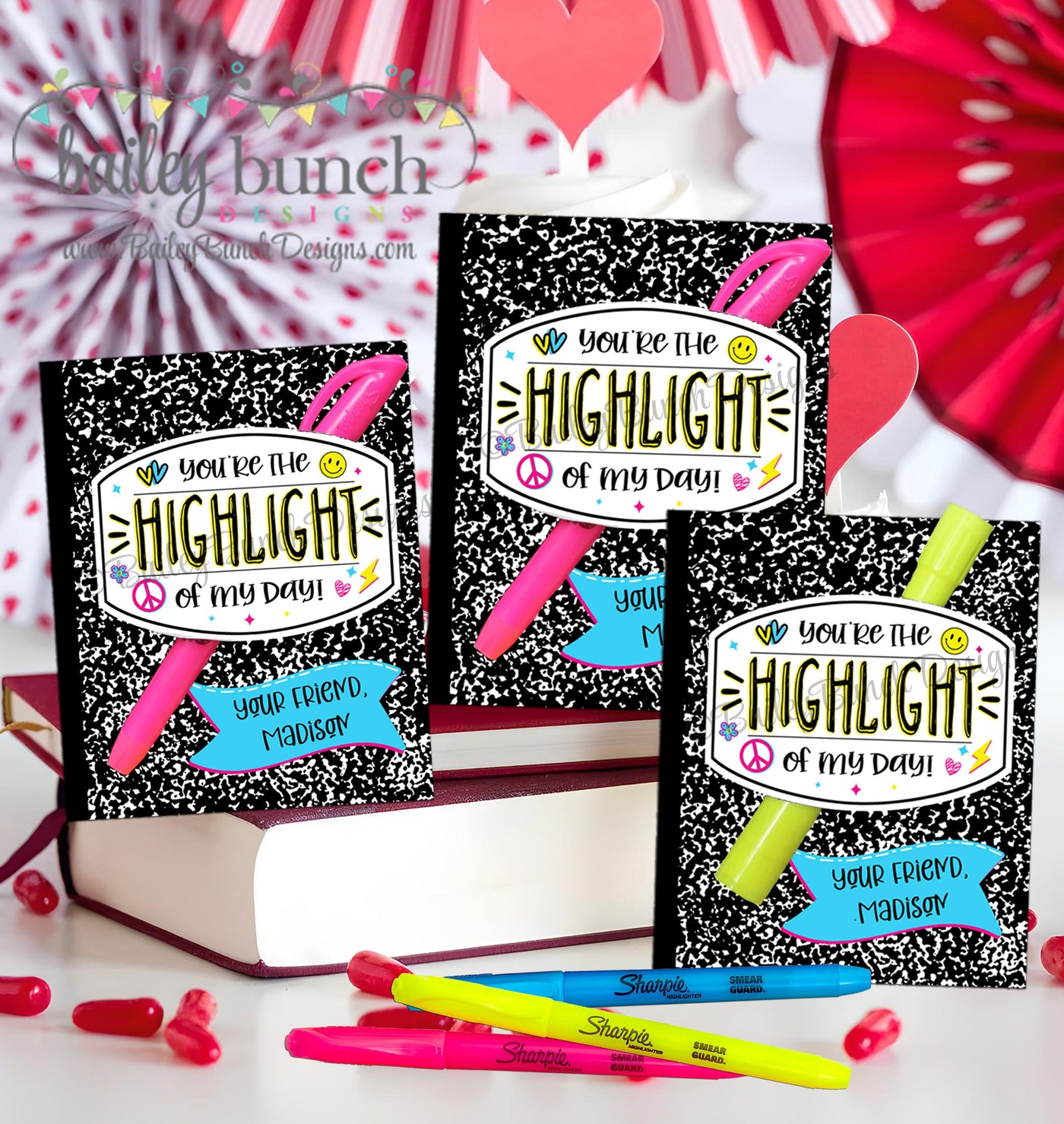 Highlighter Valentine Gift Card Valentines IDVDAYHIGHLIGHT0520 – Bailey ...