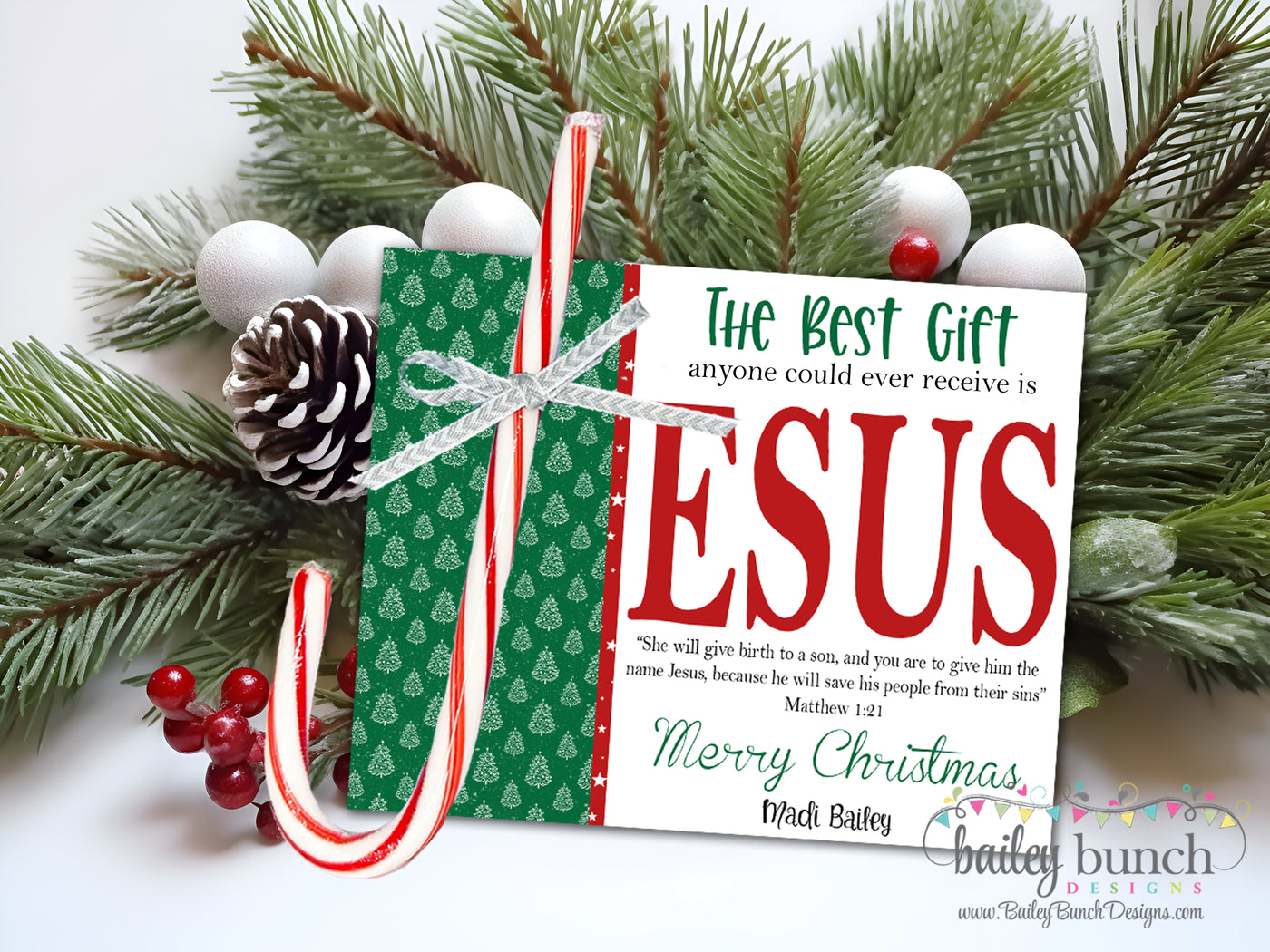 Best Gift is Jesus - Candy Cane Printable Instant Download IDJESUS520 ...