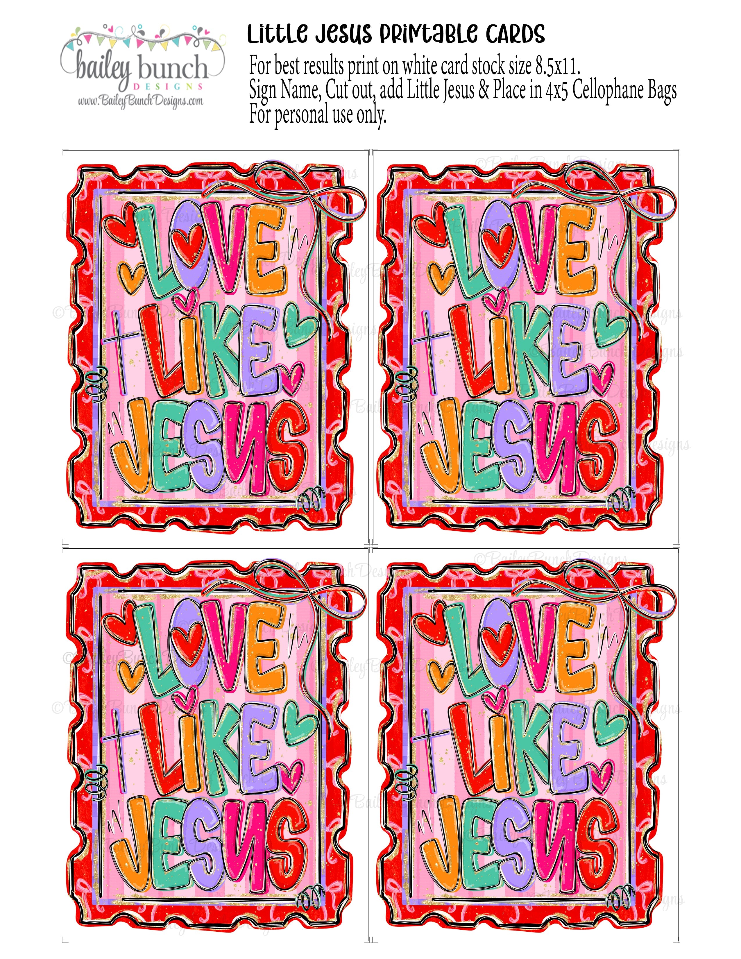 Love Like Jesus Valentine Cards | Bible Scripture Cards for Kids ...