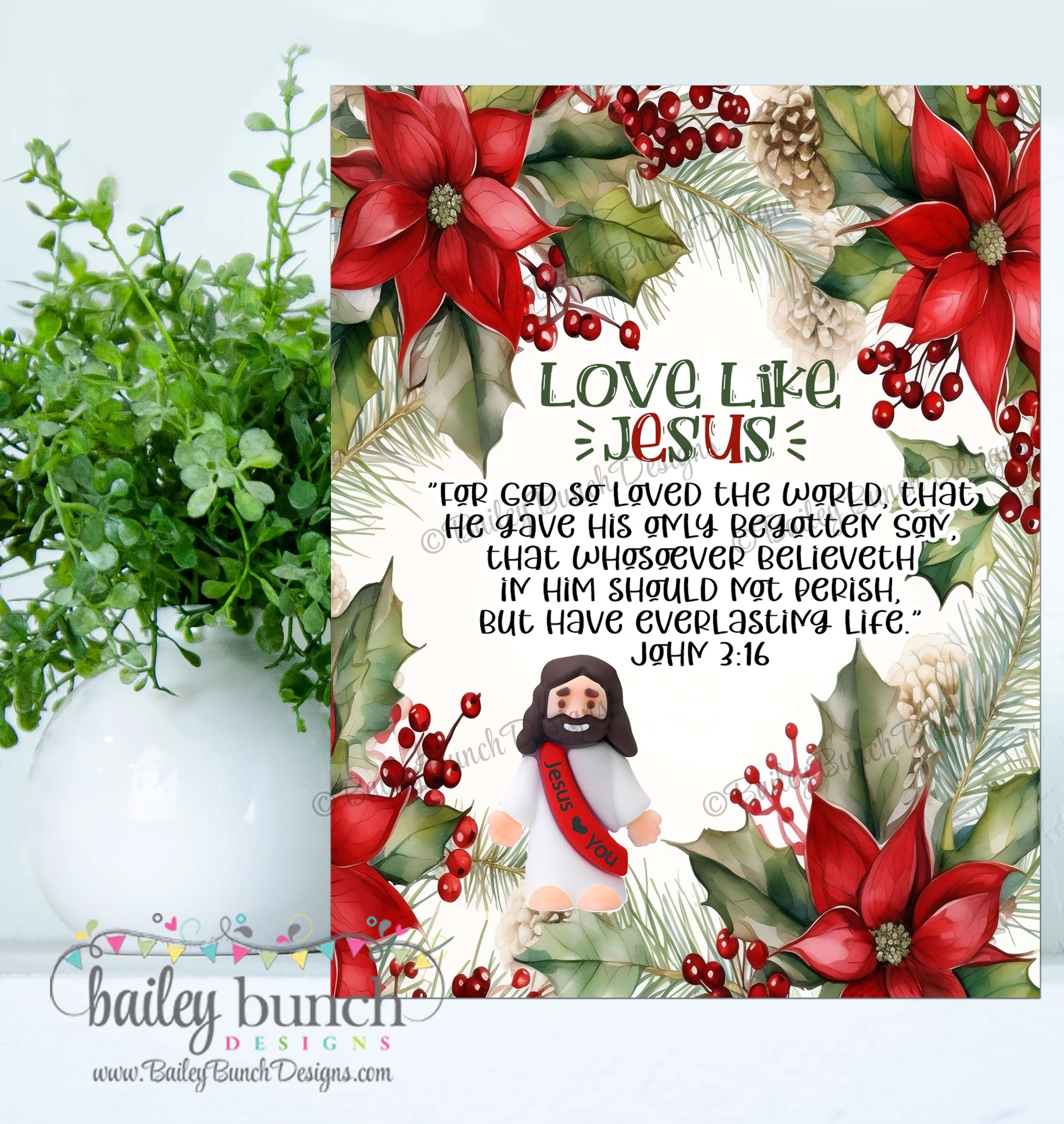 Little Jesus Poinsettia Christmas Tree Scripture Cards Printable Insta ...