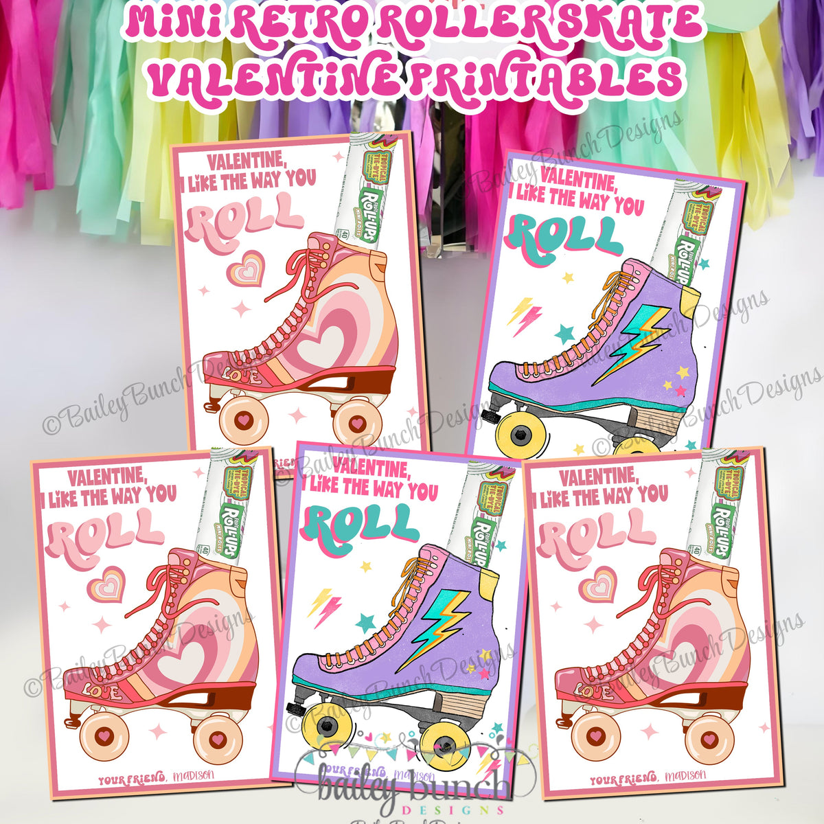 MINI Retro Roller Skate Valentine Gift Card IDVDAYSKATESMINI0520 ...