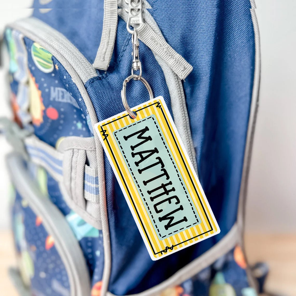 School Backpack Name Plate Tags TAGBLUEY0520 – Bailey Bunch Designs