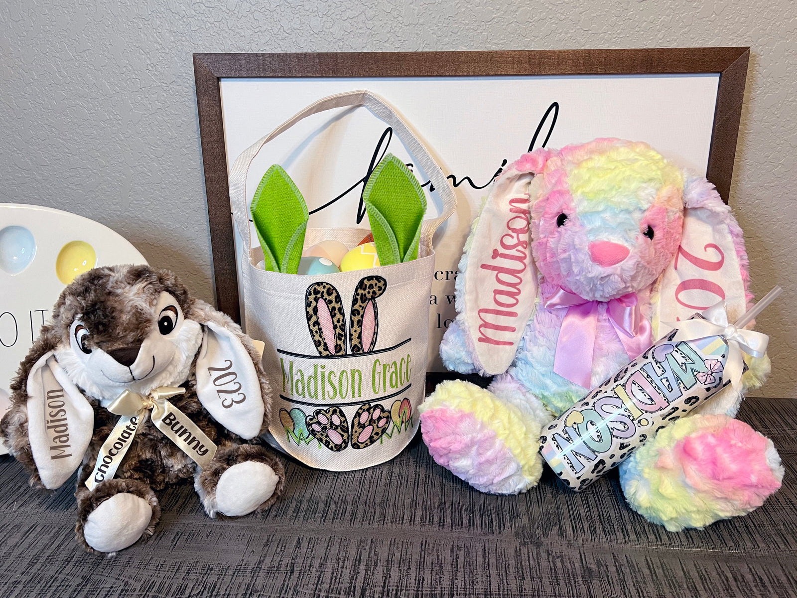 Easter Basket Bunny Ears Basket Leopard Personalized BASKETL0520 ...