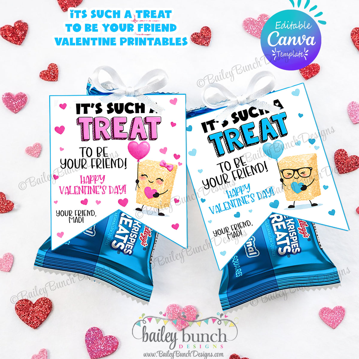 Rice Krispies Valentine Cards | Treats Valentine's Day Cards for Kids ...