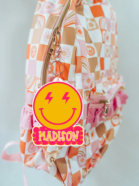Smiley Face Backpack Name Tag Charms TAGSMILEY520 - Bailey Bunch Designs