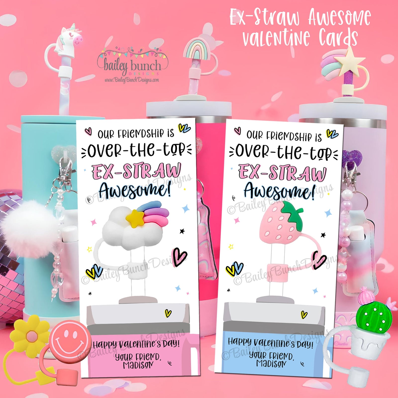 Straw Topper Valentine Gift Card Valentines IDVDAYSTRAW0520 – Bailey ...