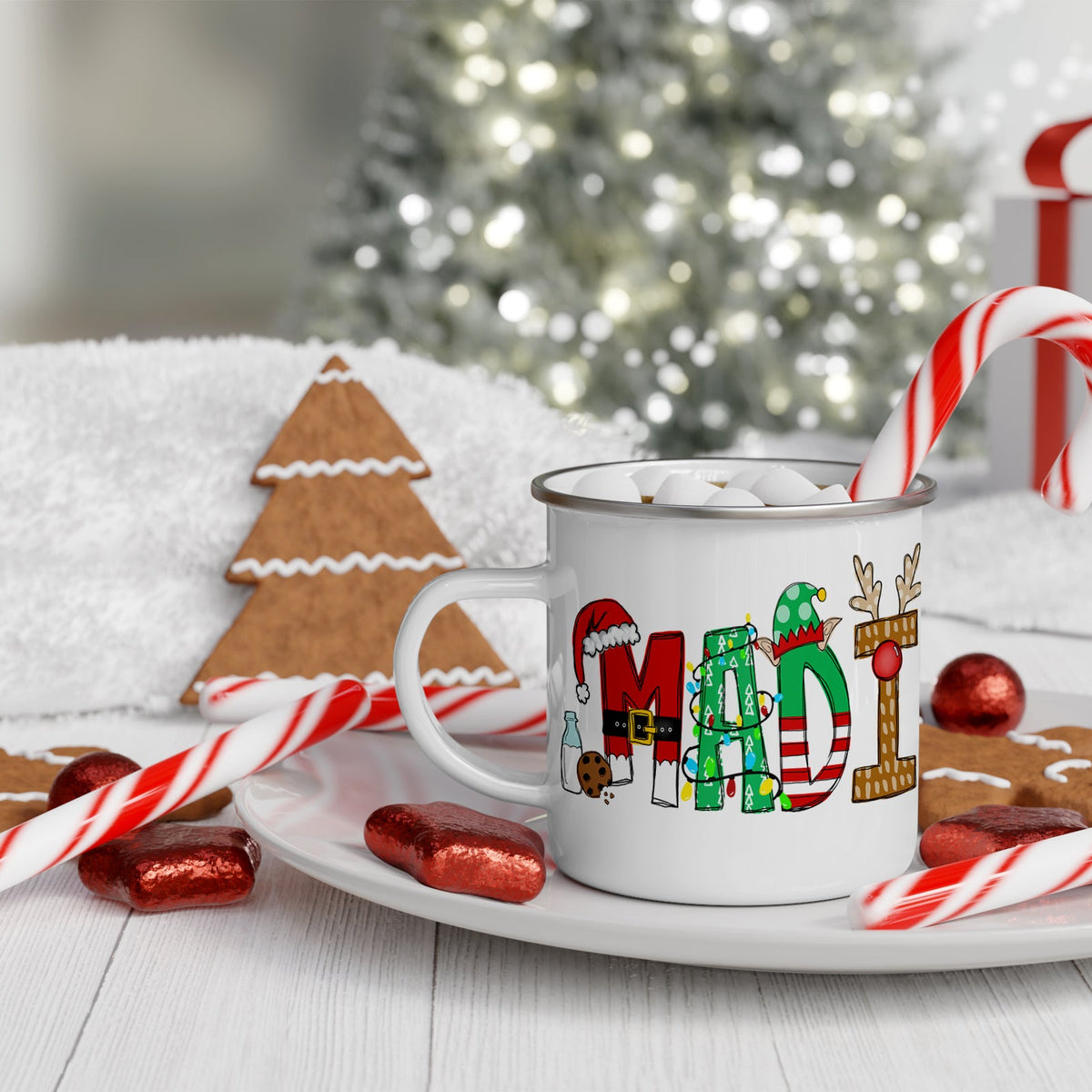 Personalized Santa Christmas ENAMEL MUG - 12OZ MUGSANTA0520 – Bailey ...