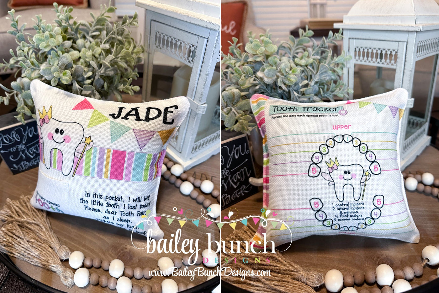 Personalized Tooth Fairy Pillows TOOTH0520 – Bailey Bunch Designs