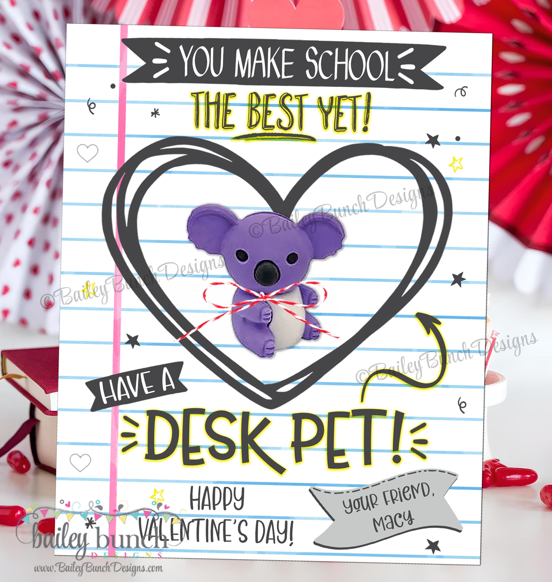 Desk Pet Kids Valentine Printable IDVDAYDESKPET0520 – Bailey Bunch Designs