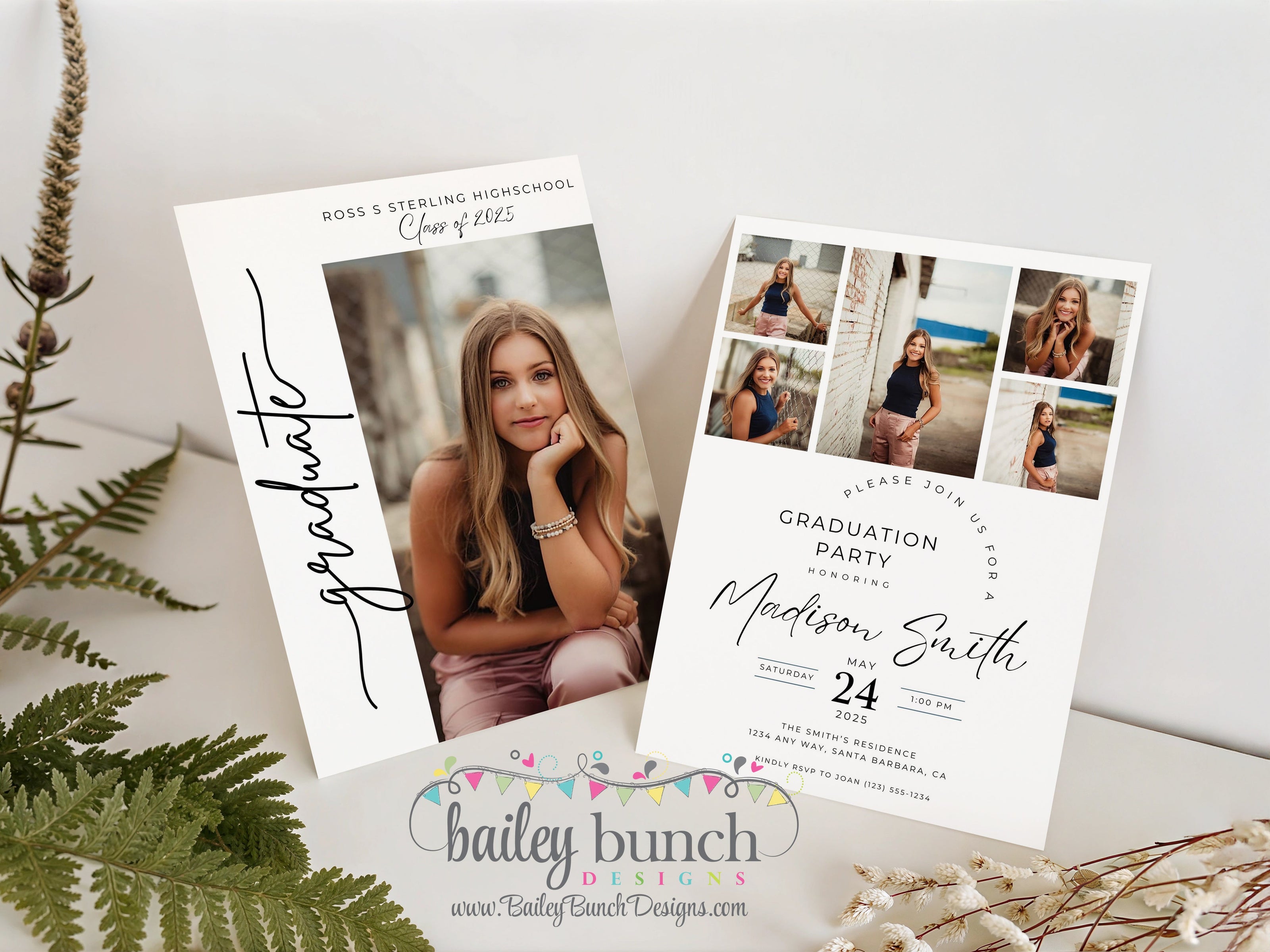 Senior Announcement Card Template, Minimalist Graduation Announcement ...