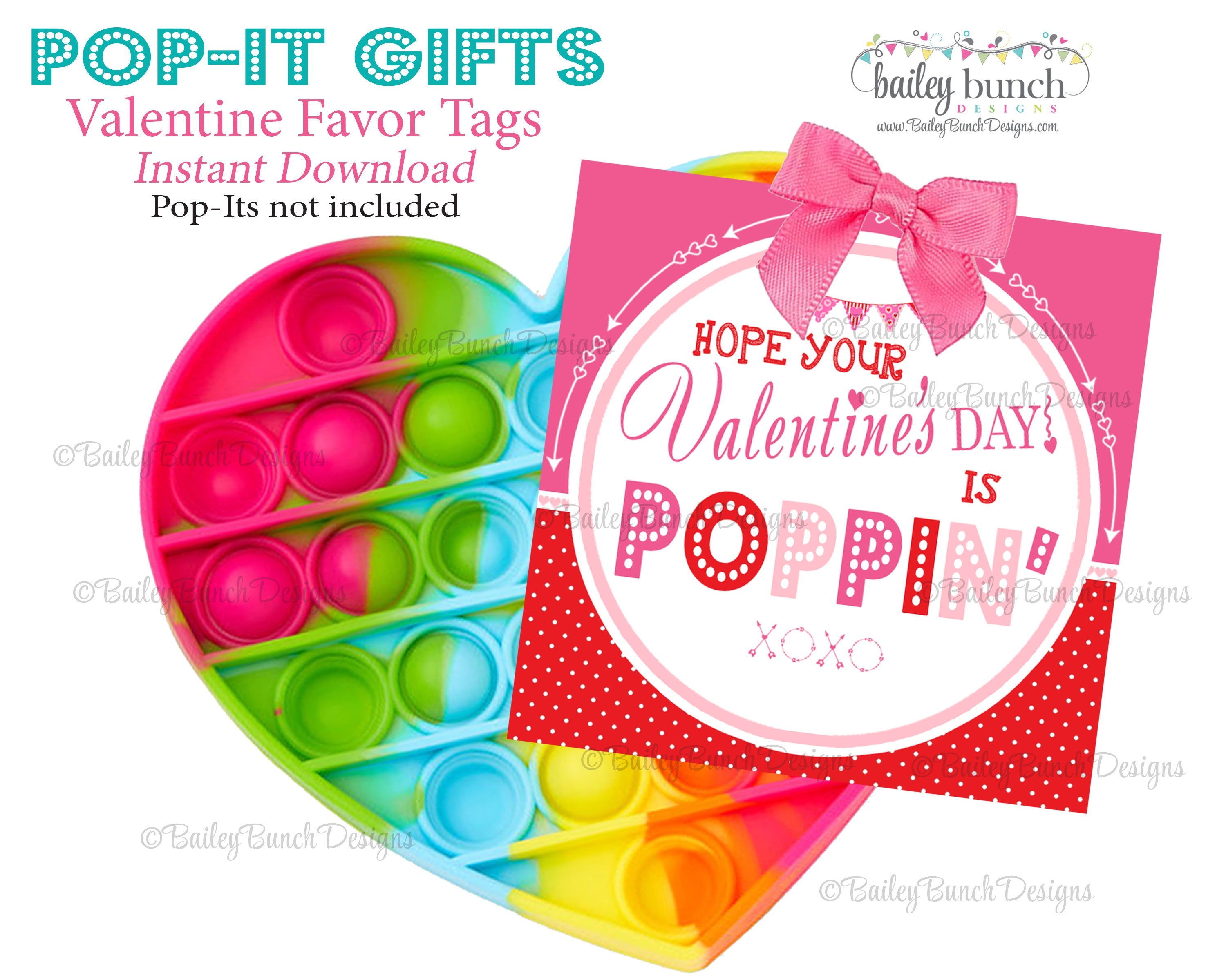 Valentine Pop It Fidget Gift Tags Pink & Red Valentine POPPIN VALENTIN ...