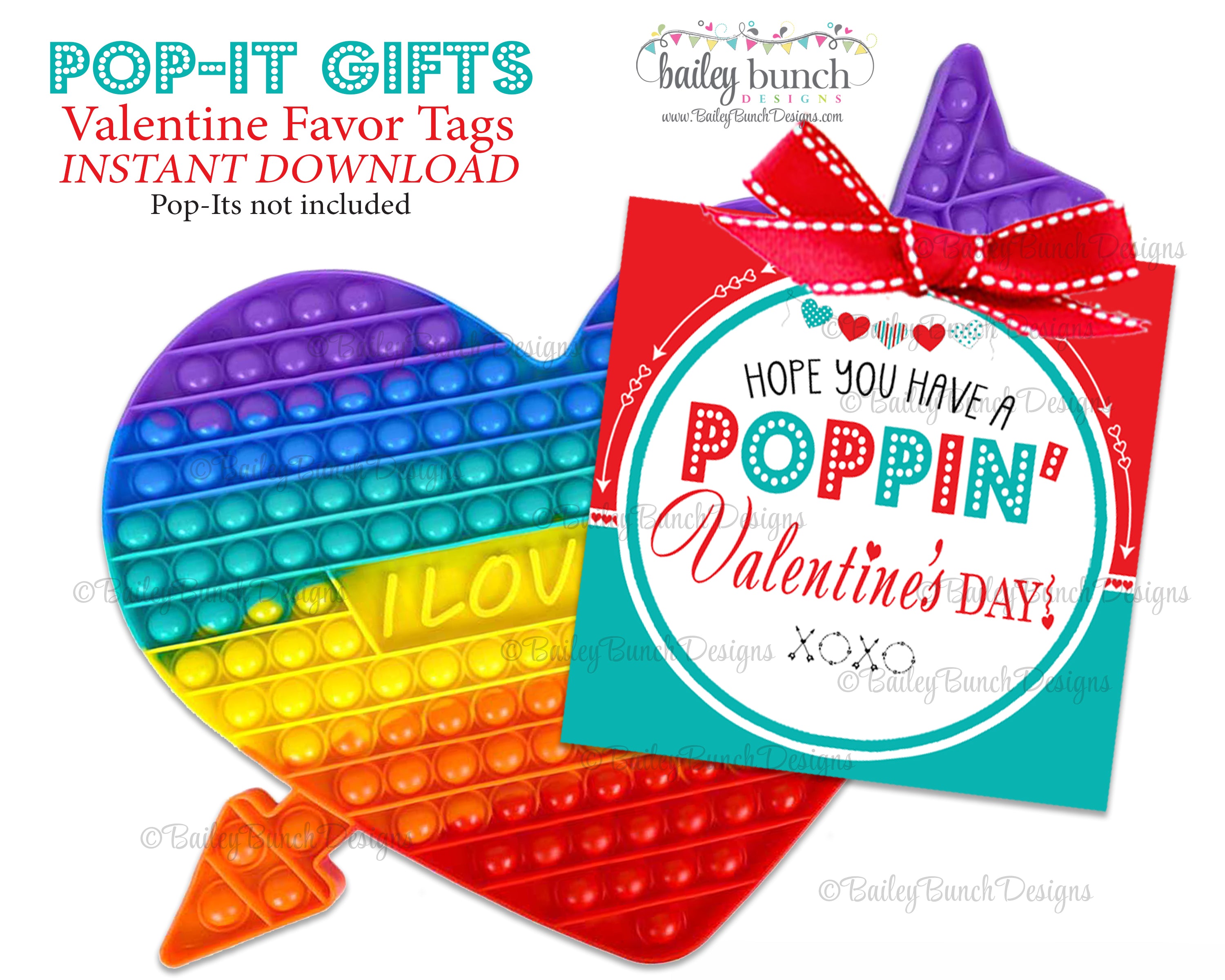 Valentine Pop It Fidget Gift Tags Red Squares IDVDAYPOPITREDSQ0520 ...