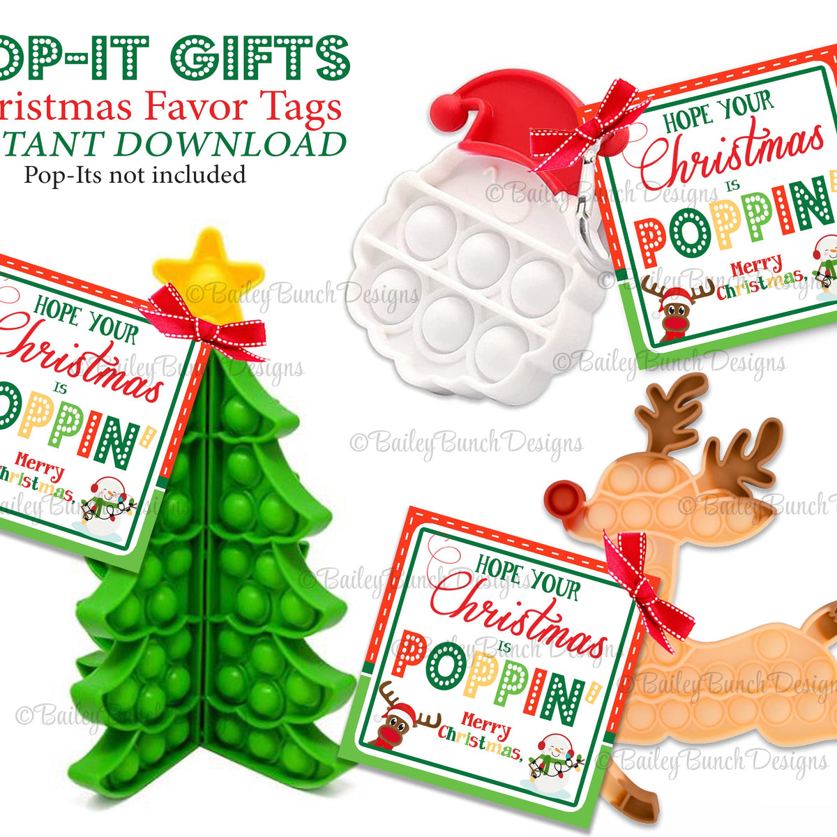 Christmas Pop It Fidget Gift Tags Labels Squares IDCHRISTPOPITSQ0520 ...