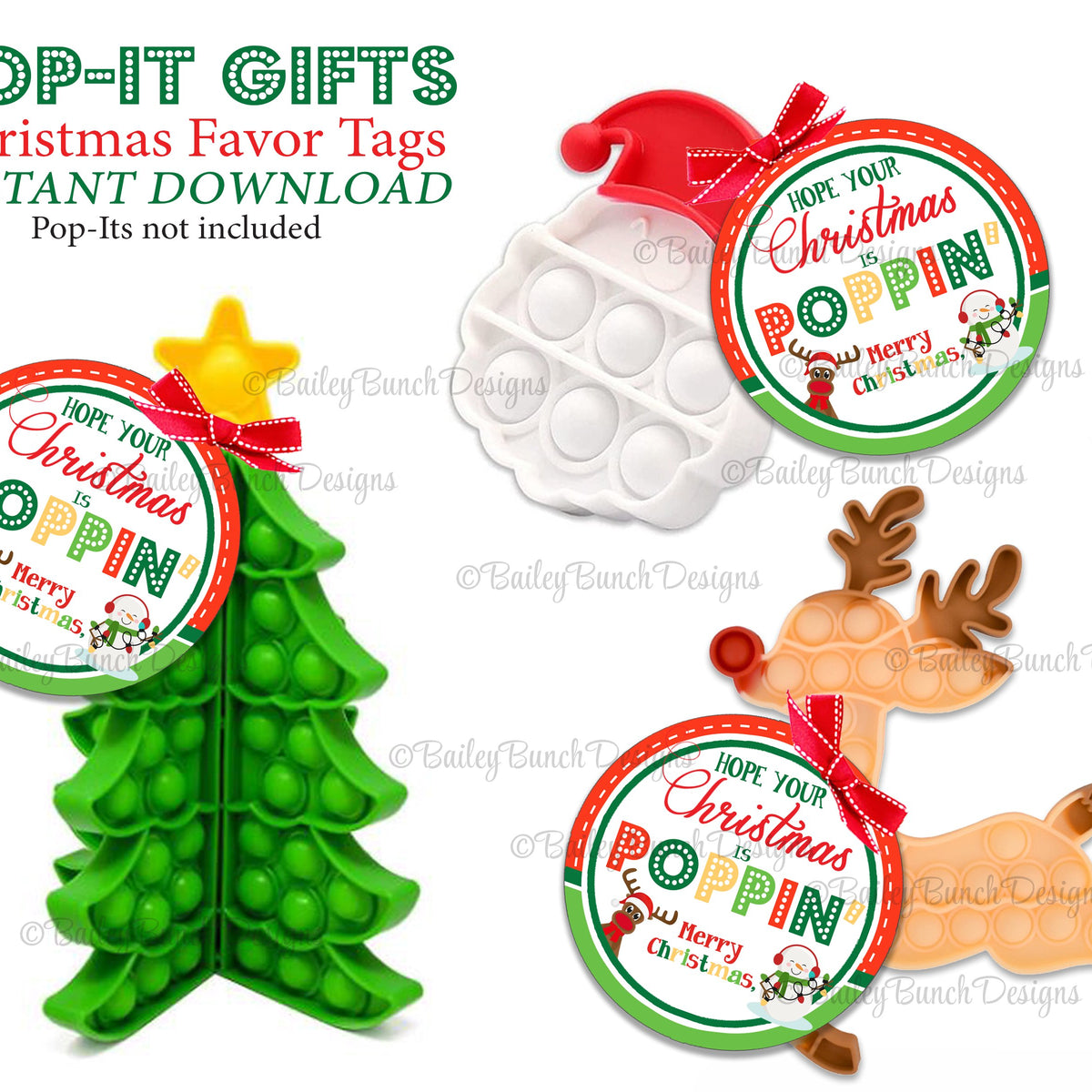 Christmas Pop It Fidget Gift Tags Labels Circles IDCHRISTPOPIT0520 ...