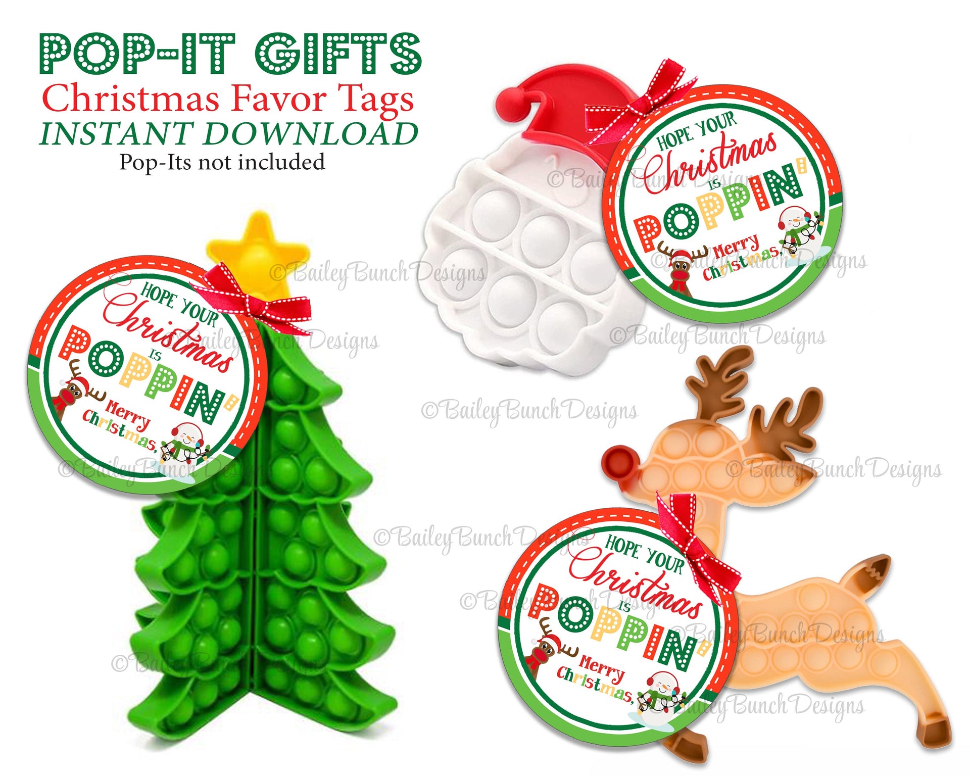 Christmas Pop It Fidget Gift Tags Labels Circles IDCHRISTPOPIT0520 ...