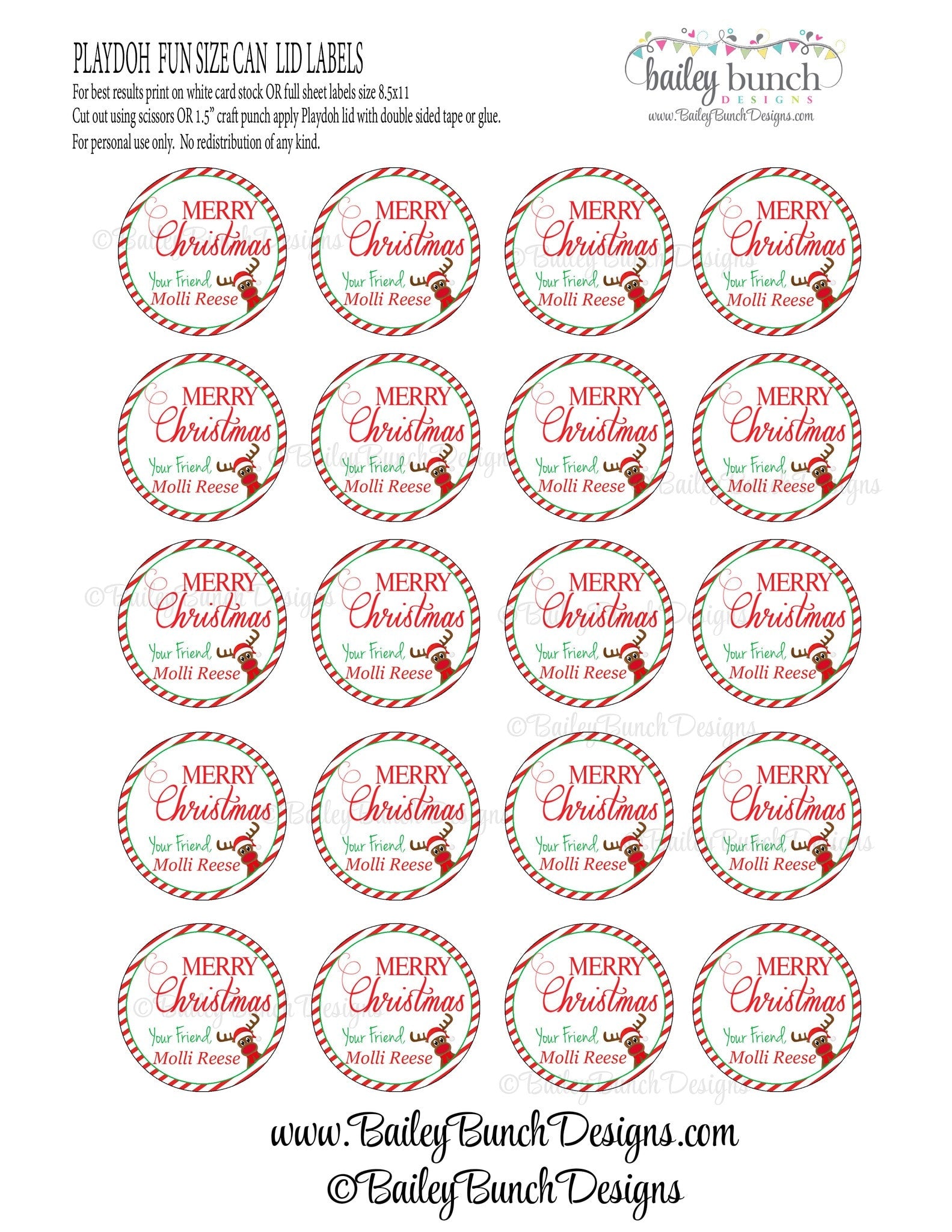 Playdoh Treat Bags, Christmas Favors PLAYDOH0520 – Bailey Bunch Designs
