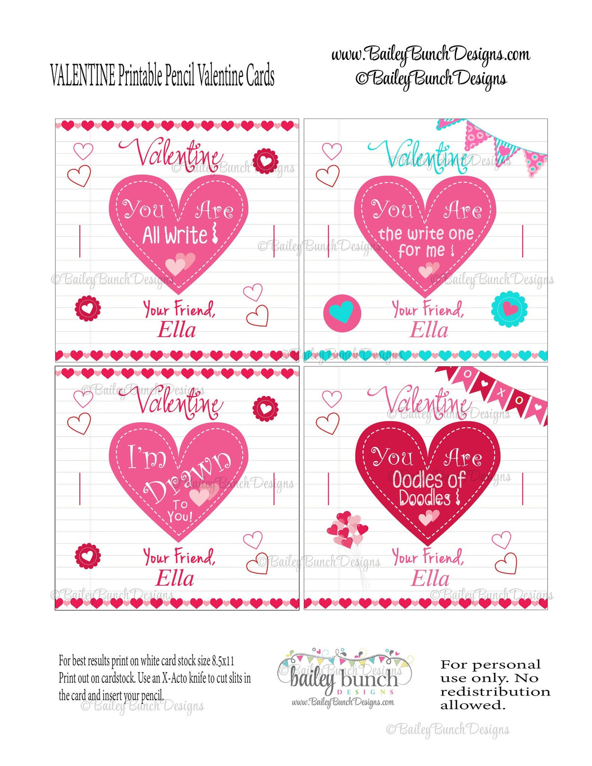 Pencil Valentines, You are All Write Valentines VDAYPENCIL0520 – Bailey ...
