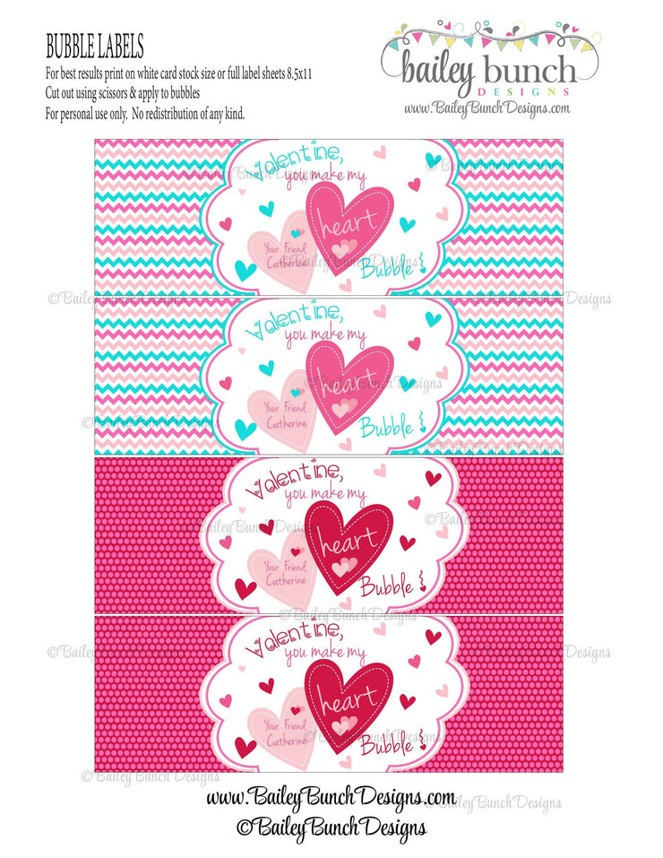 You make my heart bubble Valentine Treat Tags, Bubble Valentines VDAYB ...