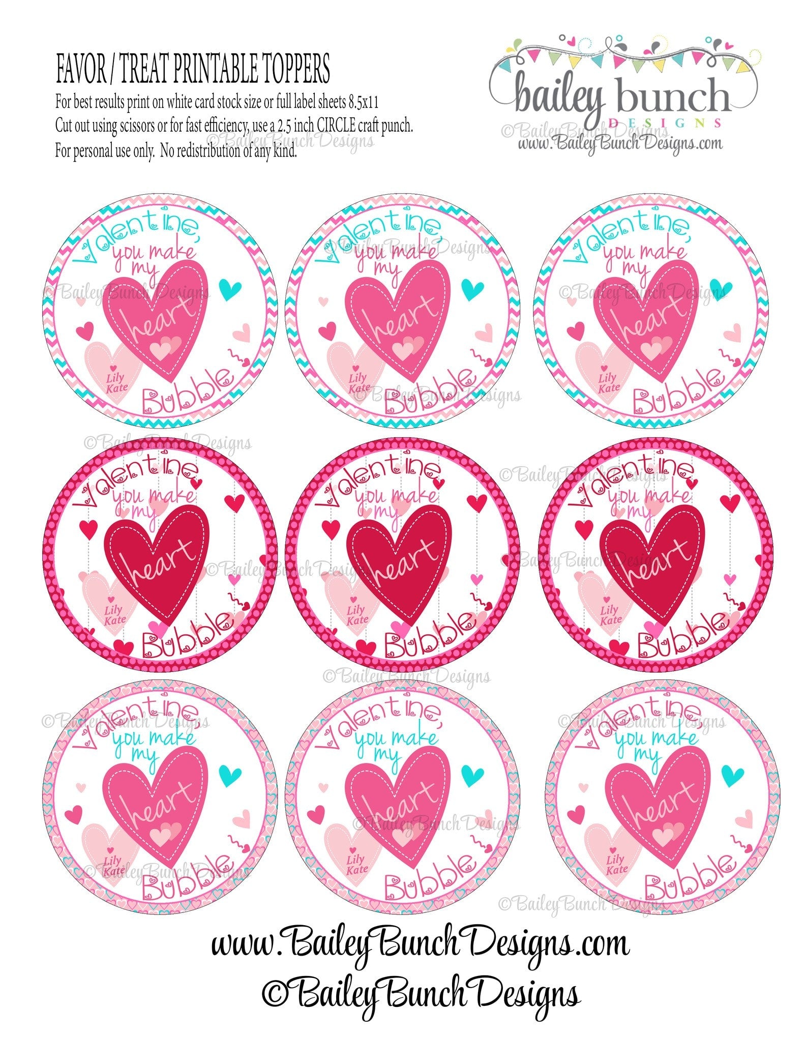 You make my heart bubble Valentine Treat Tags, Valentines VDAYBUBBLE05 ...