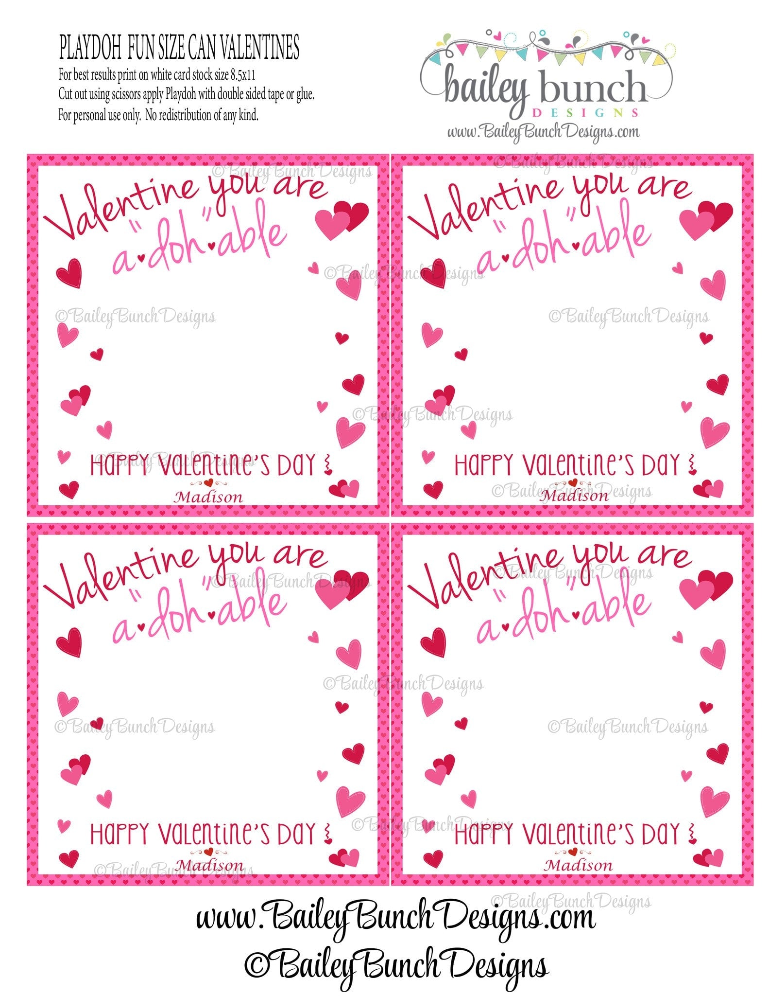 Playdoh Valentines, Playdoh A"Doh"able Valentine Favors VDAYADOHABLE05 ...