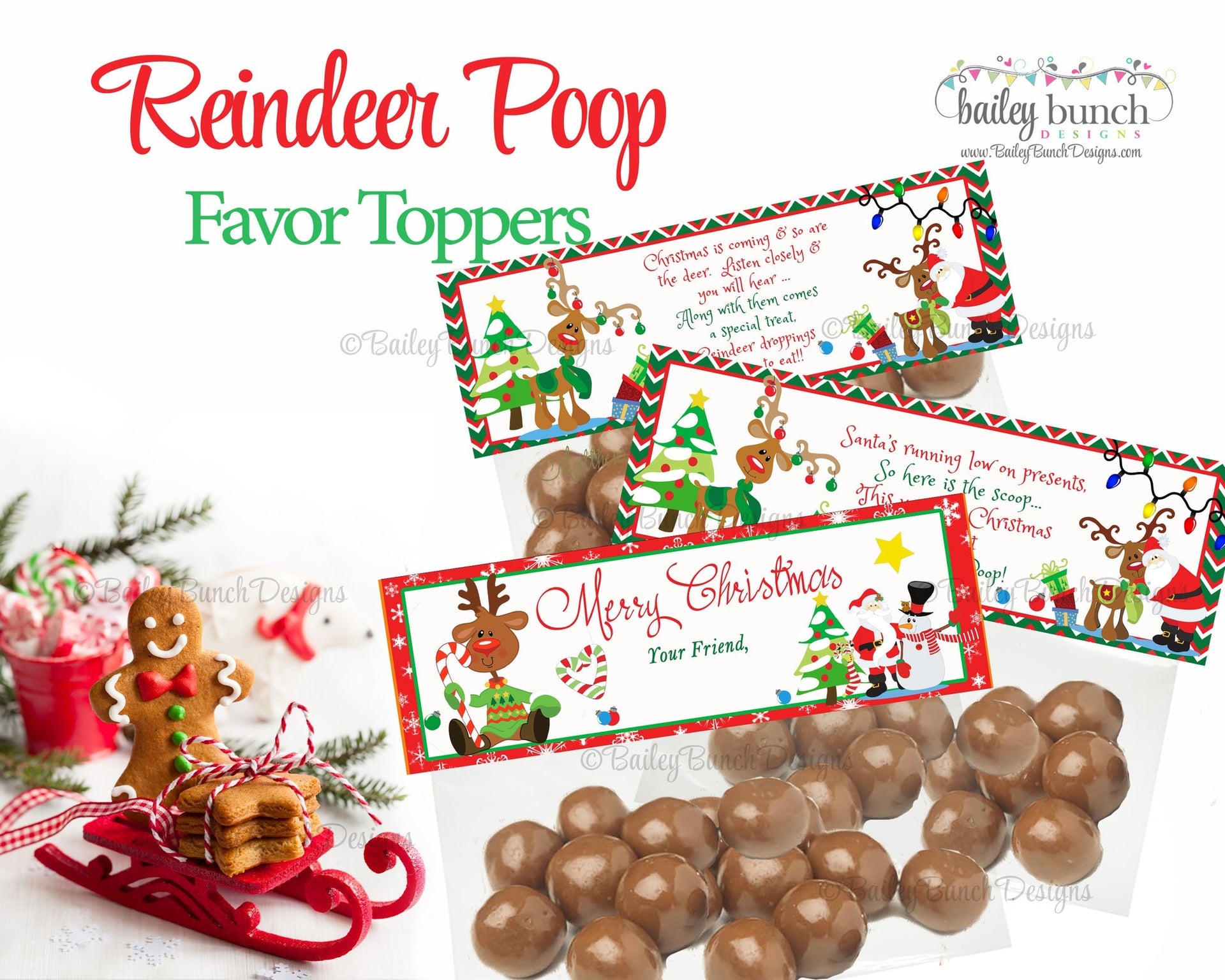 Reindeer Poop Treat Bags, Christmas Toppers IDPOOP0520 – Bailey Bunch ...