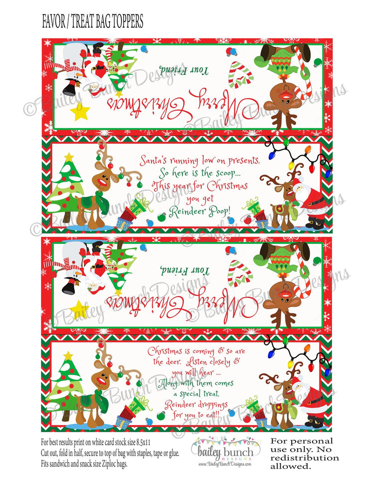 Reindeer Poop Treat Bags, Christmas Toppers IDPOOP0520 – Bailey Bunch ...