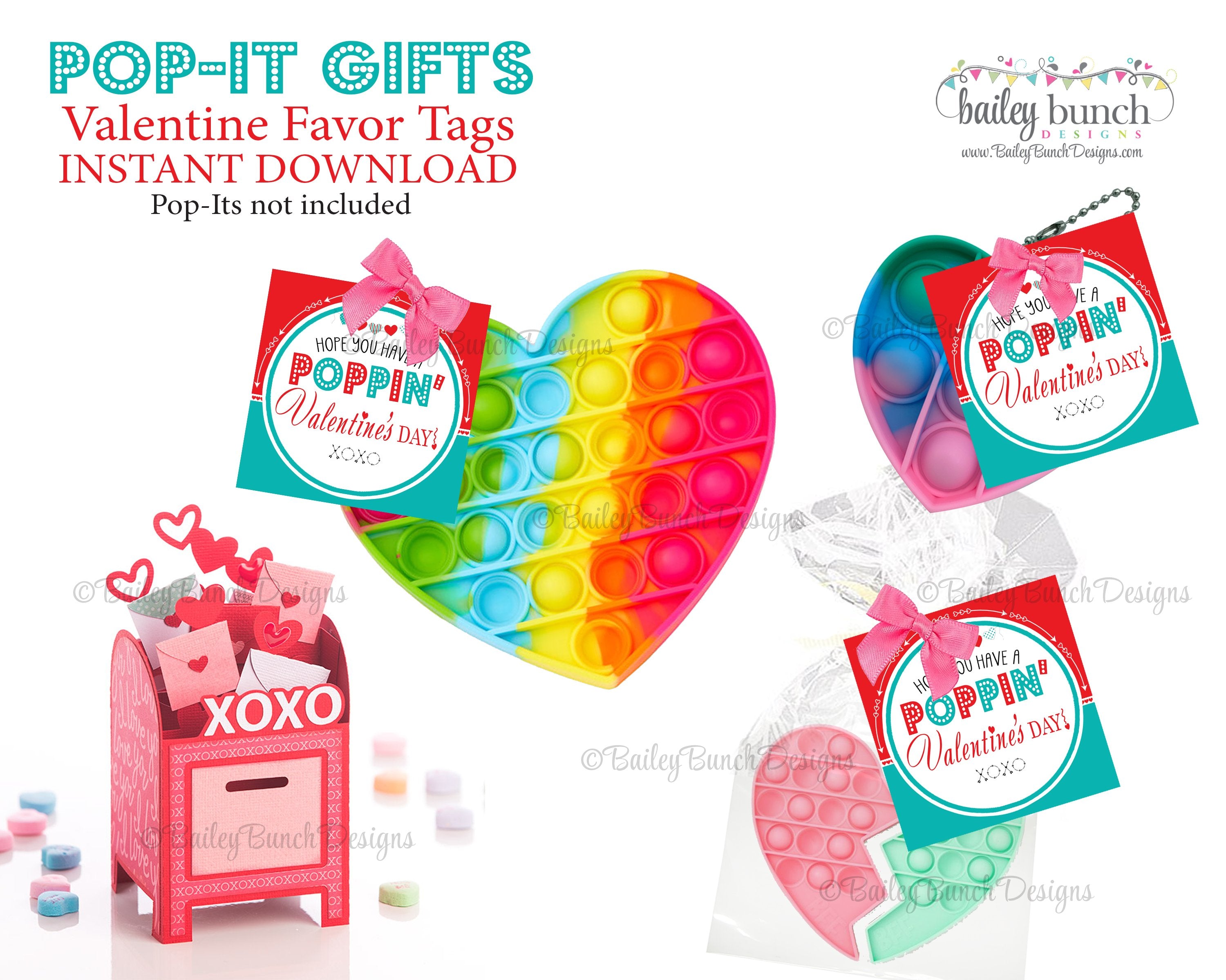 Valentine Pop It Fidget Gift Tags Red Squares IDVDAYPOPITREDSQ0520 ...
