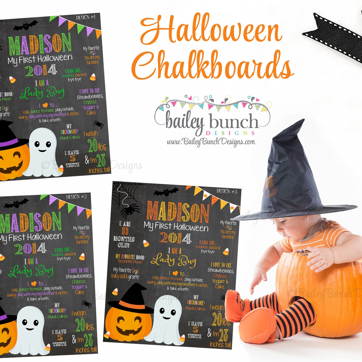Baby's 1st Halloween Milestone Chalkboard Sign, 2nd Halloween, 1STHALL ...