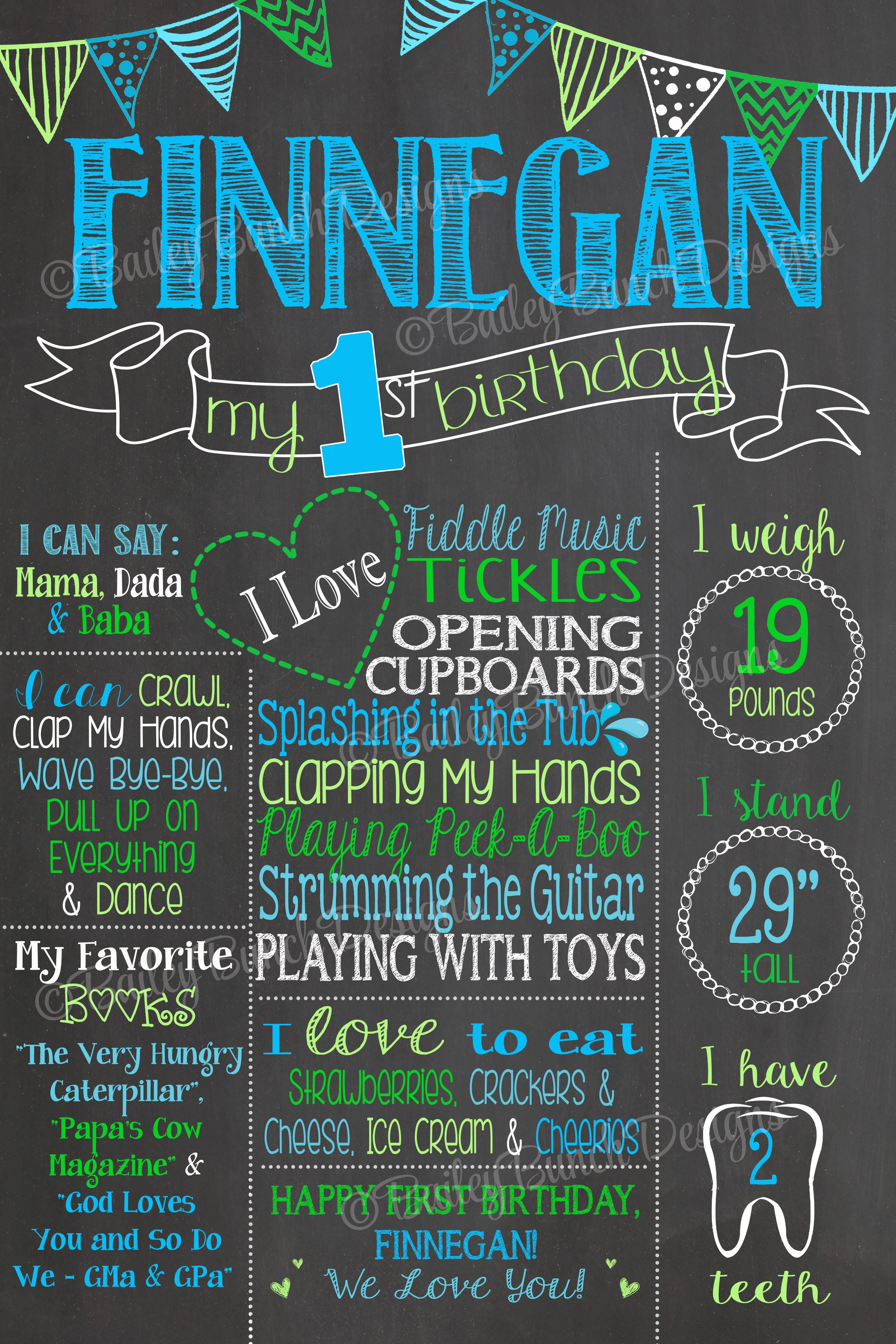 Milestone Birthday Chalkboard, Colors, First Birthday Board, COLORFULC ...