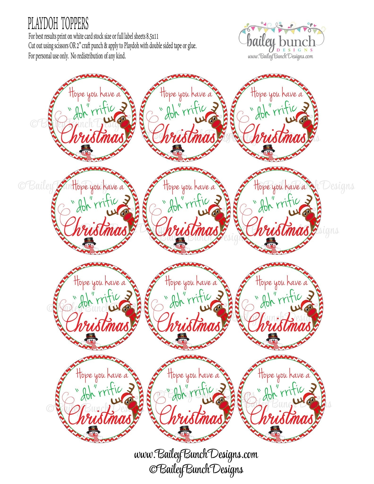Playdoh Treat Bags, Christmas Favors PLAYDOH0520 – Bailey Bunch Designs