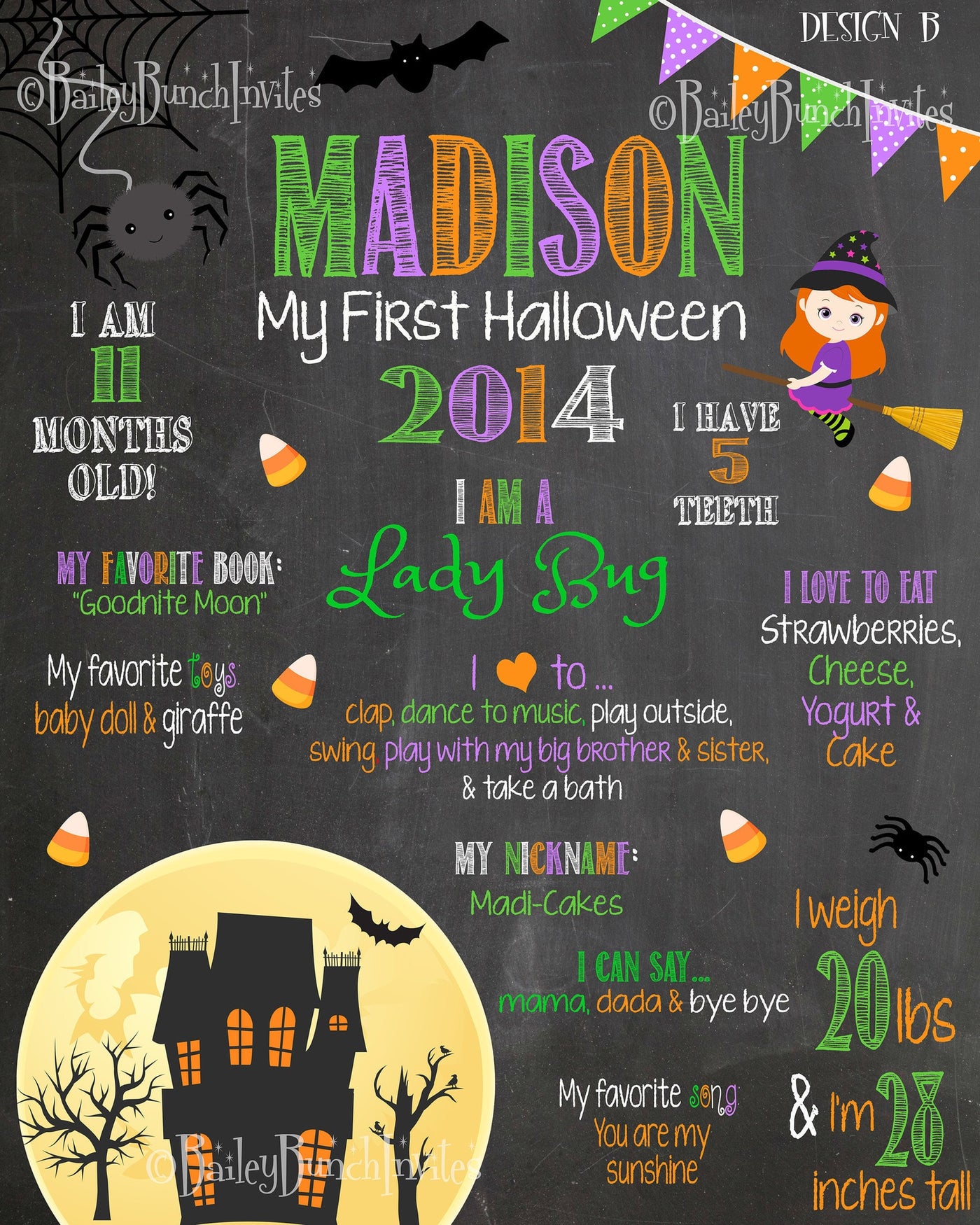 Baby's 1st Halloween Milestone Chalkboard Sign, 2nd Halloween, 1STHALL ...